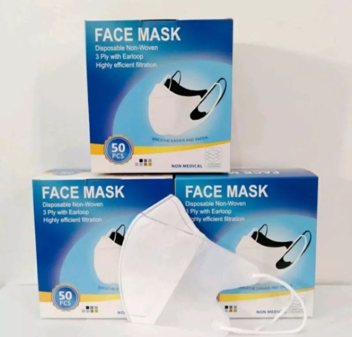 Masker kesehatan masker duckbil 50 pcs 1 kotak warna putih/promo masker ...
