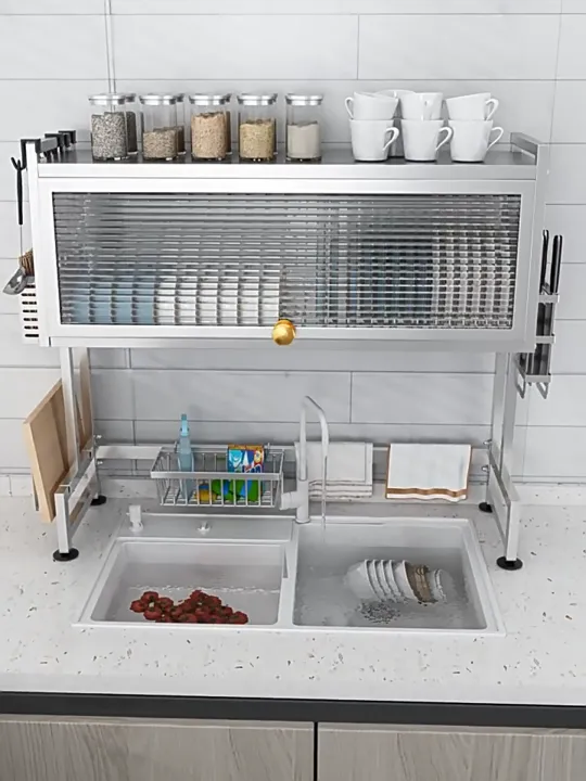 LivinEase Sus 304 Dish Rack Organizer With Cabinet Over Sink Dish ...