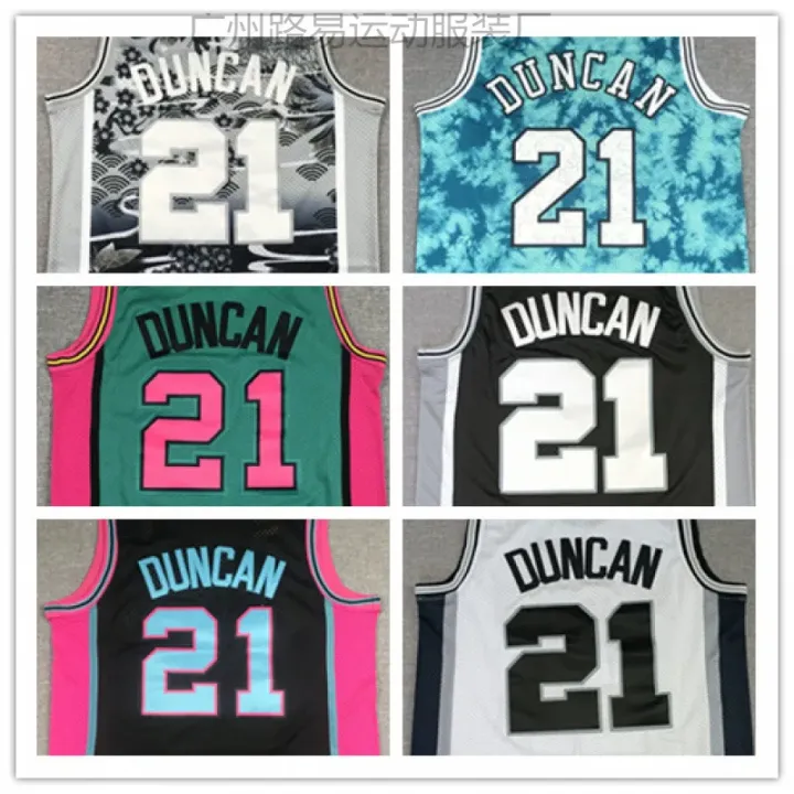 Spurs Team Basketball Jersey Number 21 Tim Duncan Embroidered Version ...