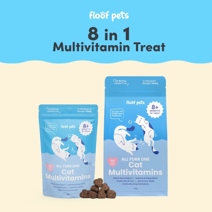 Floof Pets 8in1 Cat Multivitamins 40g, 30 chews Immunity-Boosting Cat ...