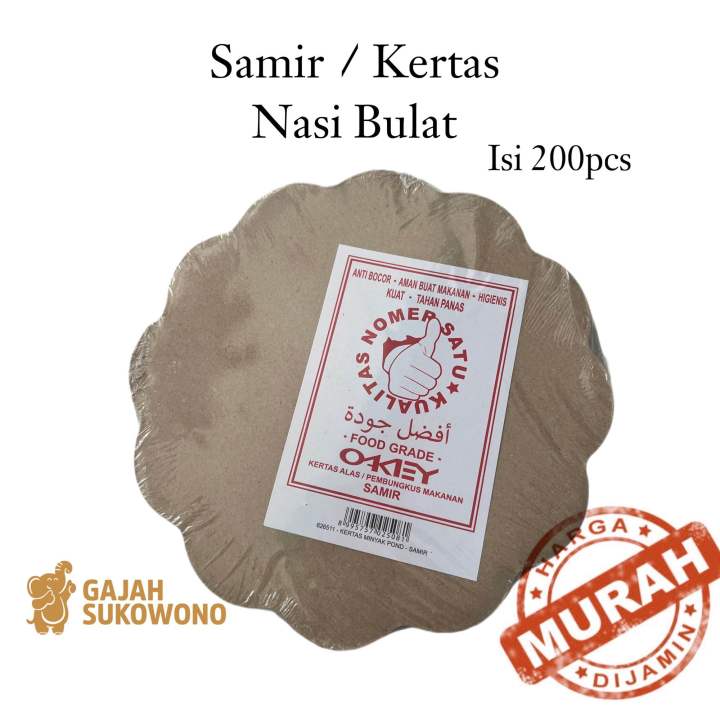 Kertas nasi bulat ukuran 25cm isi 200 lembar/kertas nasi bunga/alas piring rotan/alas piring ...