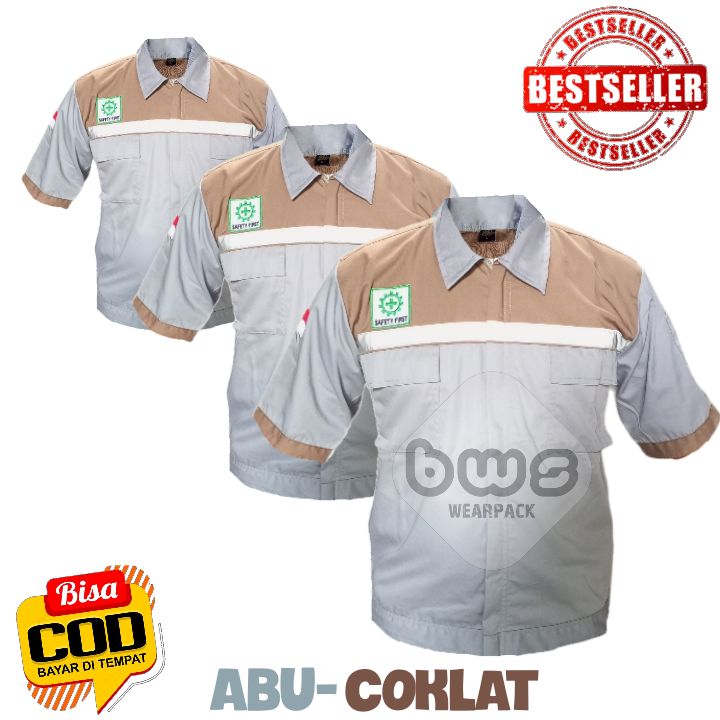 wearpack atasan lengan pendek/kemeja safety k3/wearpack safety/pakaian safety lengan pendek ...