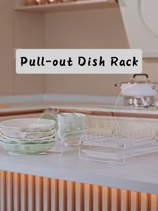 Carbon Steel Dish Rack Single Tier Slide Out Dish Drying Rack On Top ...