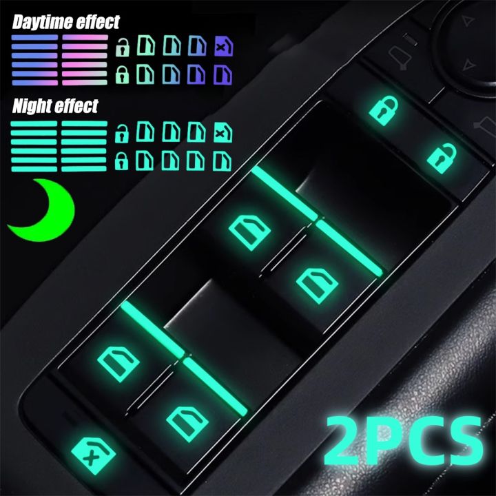 【WOKEN】Luminous Car Window Lift Switch Car Stickers Night Window Button ...