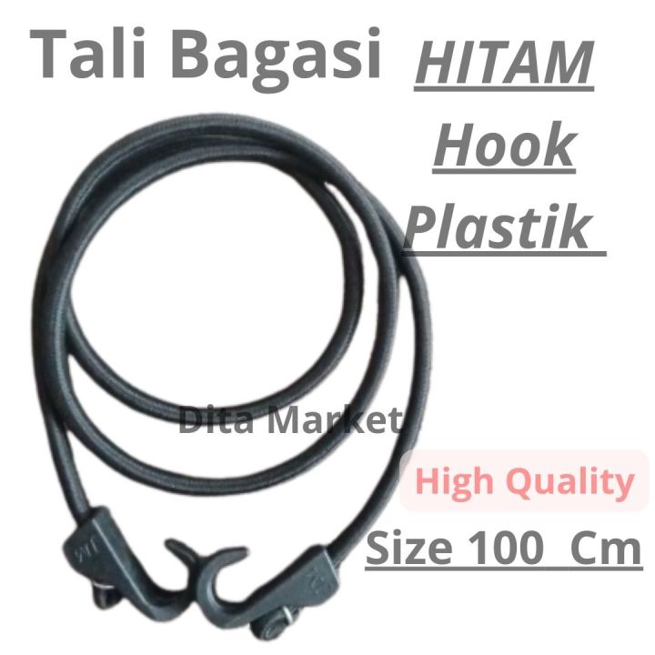 Tali Bagasi Motor HITAM Hook Plastik Ukuran 100Cm / Tali Pengikat Ikat ...