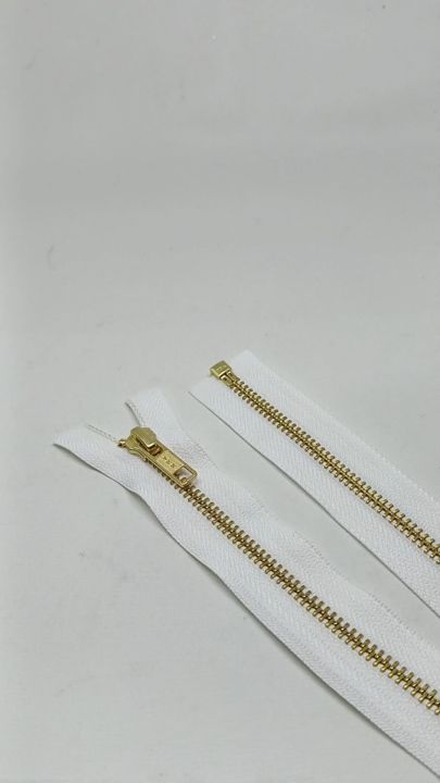 Resleting Zipper YKK 45 cm Atau 18 inch Warna Putih - Gold Type Gigi Besi Model Set Open End ...