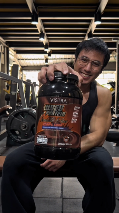 [ เวย์ 1 ฟรี 1 + ฟรี! แก้วเชค ] VISTRA WHEY PROTEIN ISOLATE PLUS BCAA & GABA (CHOCOLATE) 900 G ...