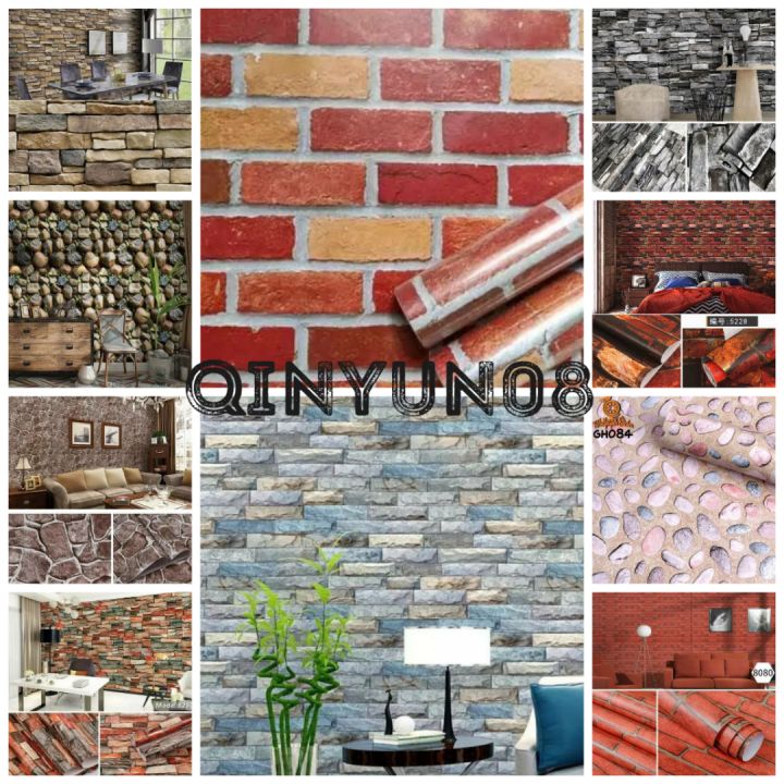 CUCI GUDANG || WALLPAPER STICKER DINDING MOTIF BATU BATA & BATU ALAM ...