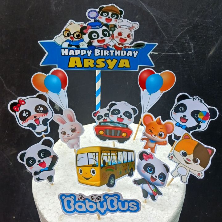 Topper kue babybus baby bus custom nama dan ucapan | Lazada Indonesia