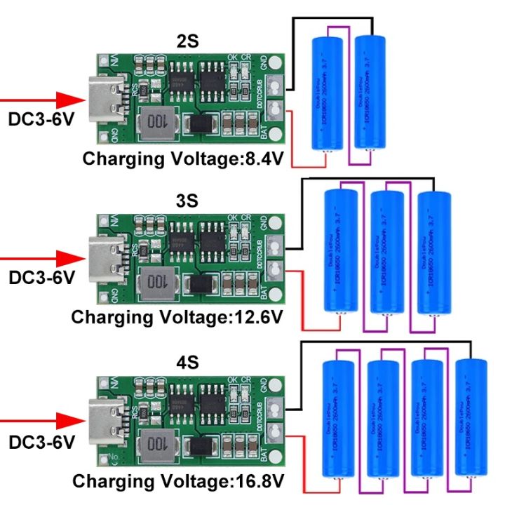 DIYTZT Multi-Cell 2S 3S 4S Type-C To 8.4V 12.6V 16.8V Step-Up Boost ...