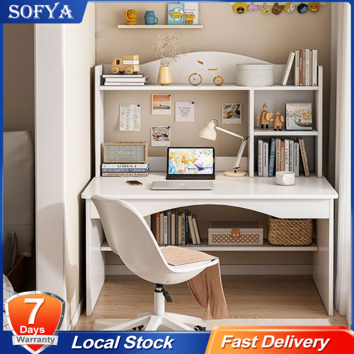 Sofya Study Table Meja belajar Computer Desk With Book Shelf Laptop ...