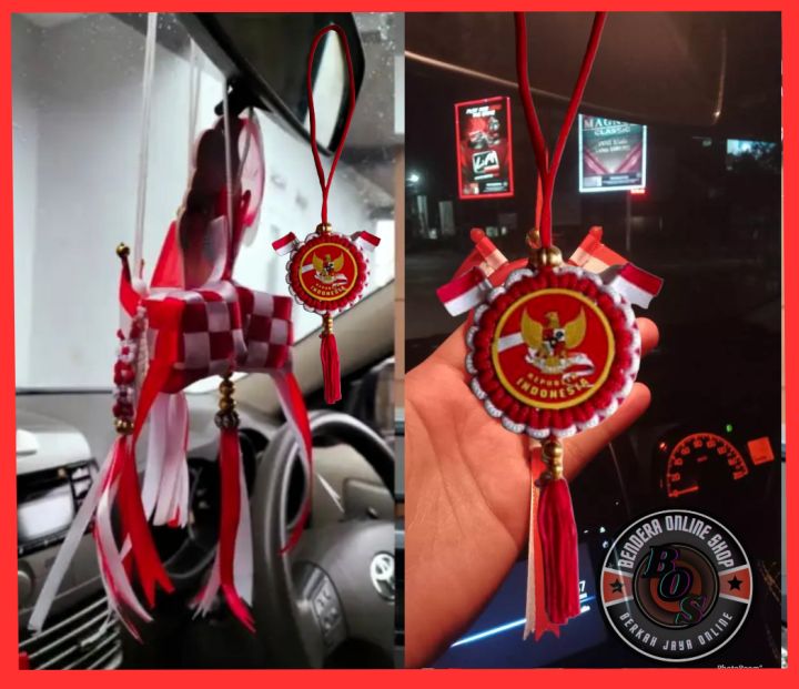 aksesoris bendera ceplok kaca mendali dan ketupat merah putih isi 10 ...