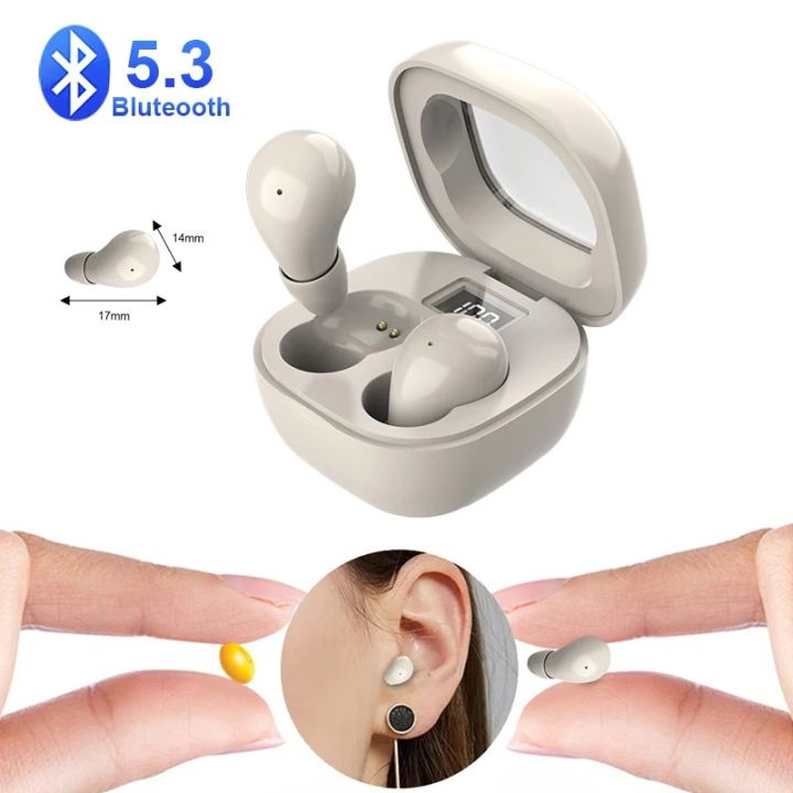 Bluetooth 5.3 Earphones Mini Invisible Headphones TWS Wireless Earbuds ...