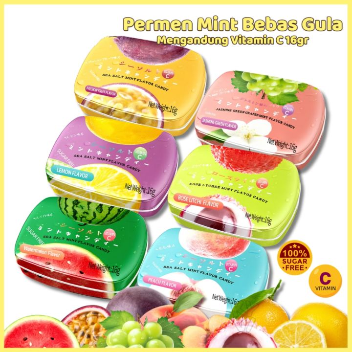 HALAL VIRAL Permen Mint Bebas Gula Banyak Rasa Peach Lemon Watermelon ...