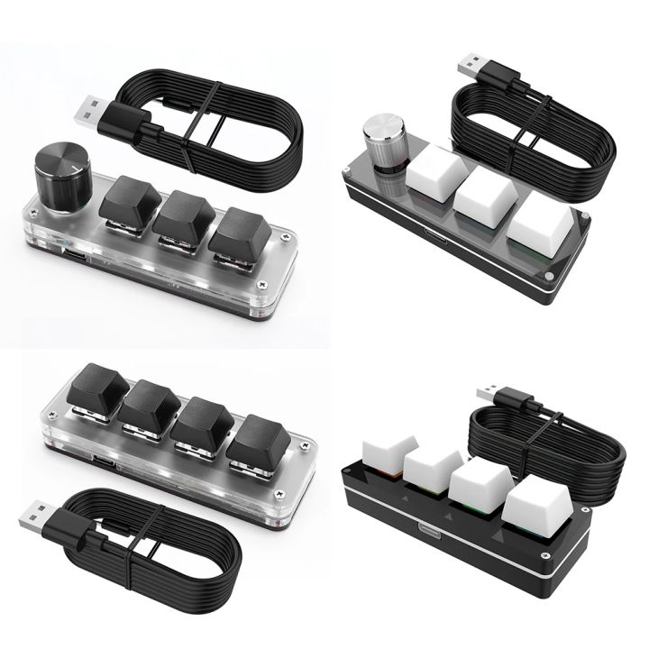 3 Key + 1 Knob / 4 Keys RGB Macro Custom Keyboard Programmable ...