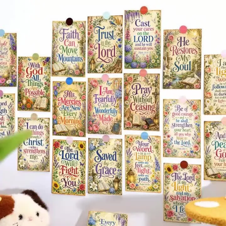 20pcs Colored Floral Bible Verse Scripture Postcards,Inspirational ...