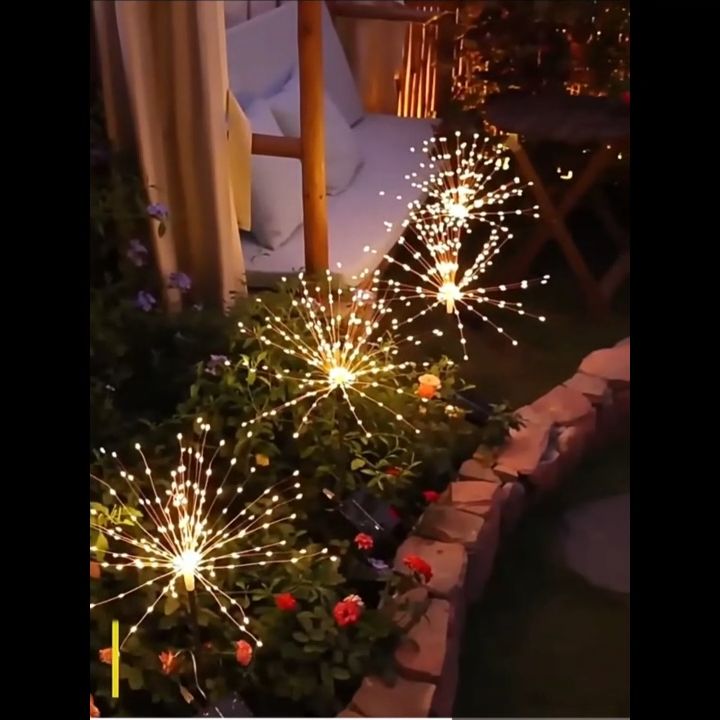 MODI Outdoor Solar Firework Lights 120LED Light Waterproof String Fairy ...