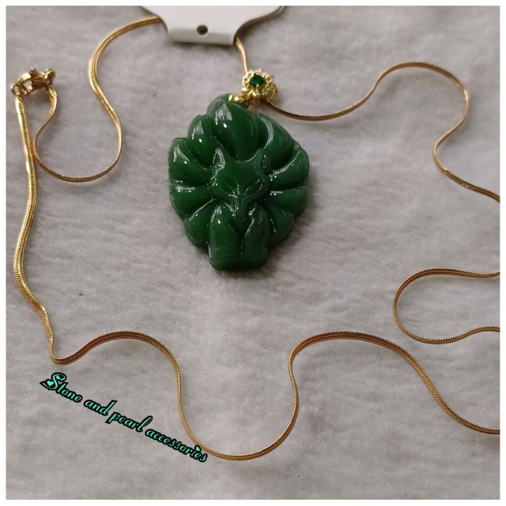Nine Tailed fox necklace jade high quality. 18 inches chain | Lazada PH