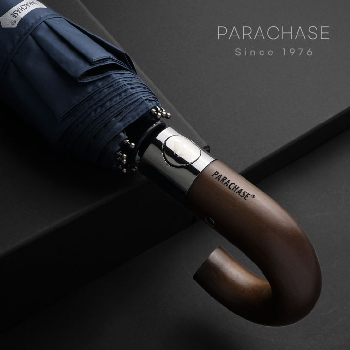 Parachase Automatic Wood Folding Umbrella Men UV Protection Windproof ...