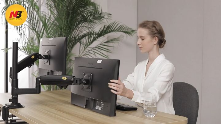 NB North Bayou Dual Arm 2 in 1 Combo, Laptop Mount with Adjustable Tray ...