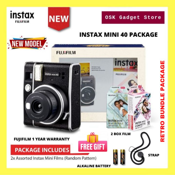 Fujifilm Instax Mini 40 Retro Kit Package Instant Camera | Bundle 2 Box ...