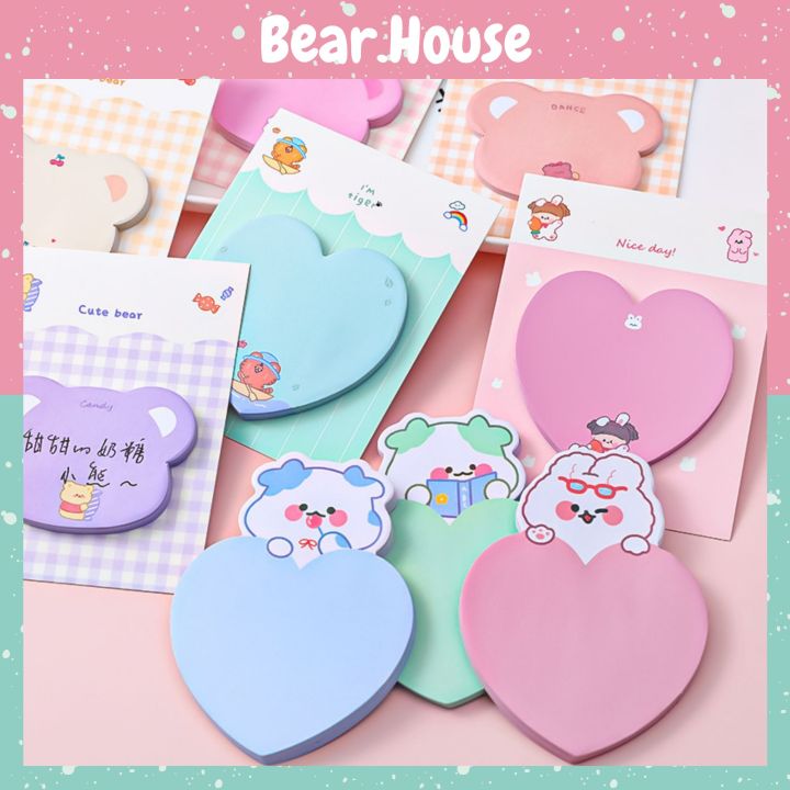 Giấy Ghi Chú, Giấy Note 30 Tờ Hình Trái Tim, Mặt Gấu Màu Pastel Ngọt ...