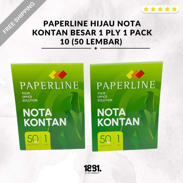 Paperline Nota Kontan Hijau Besar 1 Ply | Nota Kontan Paperline 50 ...