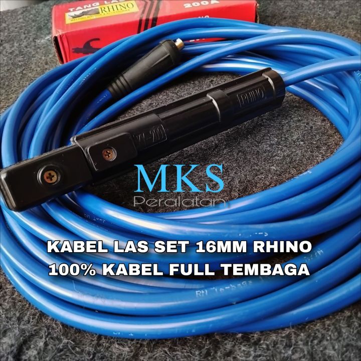 KABEL LAS SET 16MM RHINO 100% FULL TEMBAGA | Kabel Las 16mm Set Tang ...