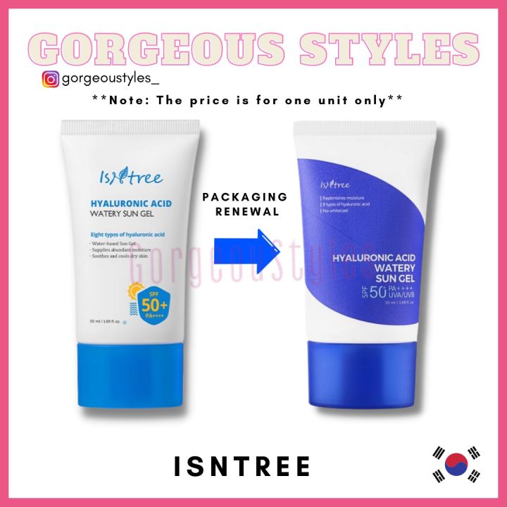 READY STOCK ISNTREE HYALURONIC ACID WATERY SUN GEL SPF50+ PA++++/ALL ...