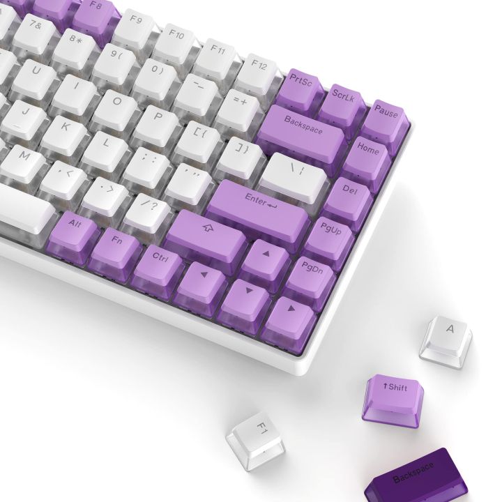 WOMIER 165 Key White/Purple Pudding PBT Double Shot Shine Through ...