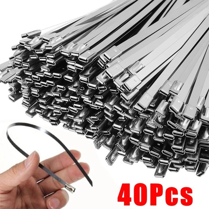 20/40Pcs Stainless Steel Cable Ties Self-sealing Fastening Ring Cable ...