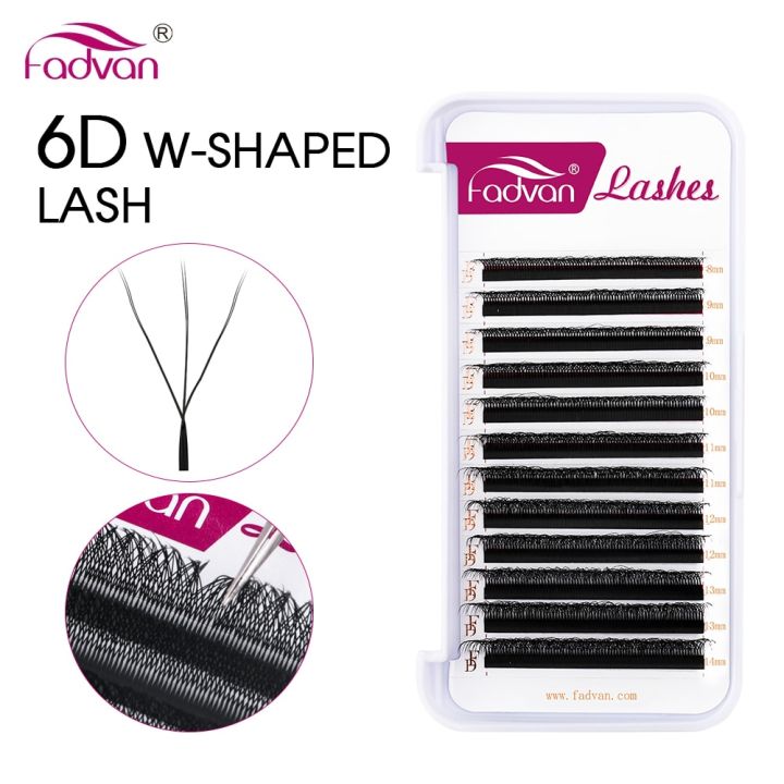 FADVAN 6D/8D W Eyelashes Double Layer 4D 3D Shape Extensions 8-154mm Natural Soft Volume Fan 0 ...