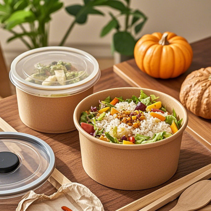 Home Use Paper Bowl Food Grade Soup Bowl with Lid for Picnic Fruit ...