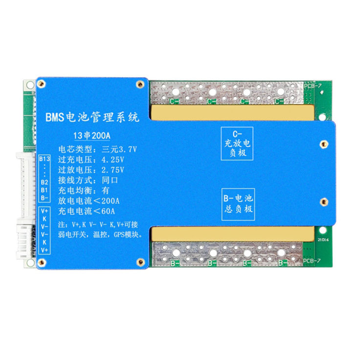 BMS 13S 46.8V 48V 54.6V 100A 150A 200A 18650/21700 3.6V/3.7V-4.2V Lithium cân bằng Pin sạc dự ...