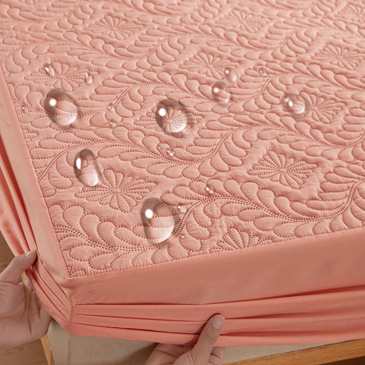 Quilted Waterproof Mattress Protector Cover Elastic Fitted Sheet Style ...