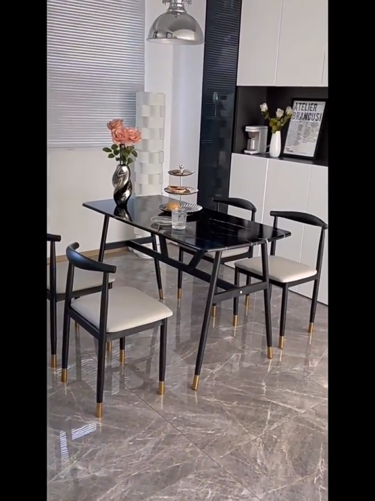 Solid Wood Dining Table Set with Chair 120*60CM Modern Simple ...