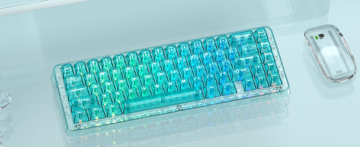 WOMIER 115 Keys Cyan Transparent Clear Keycaps Crystal Ceramic PC ...