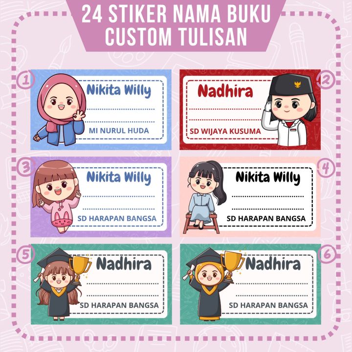 STIKER NAMA BUKU CUSTOM TULISAN ISI 24PCS | Lazada Indonesia