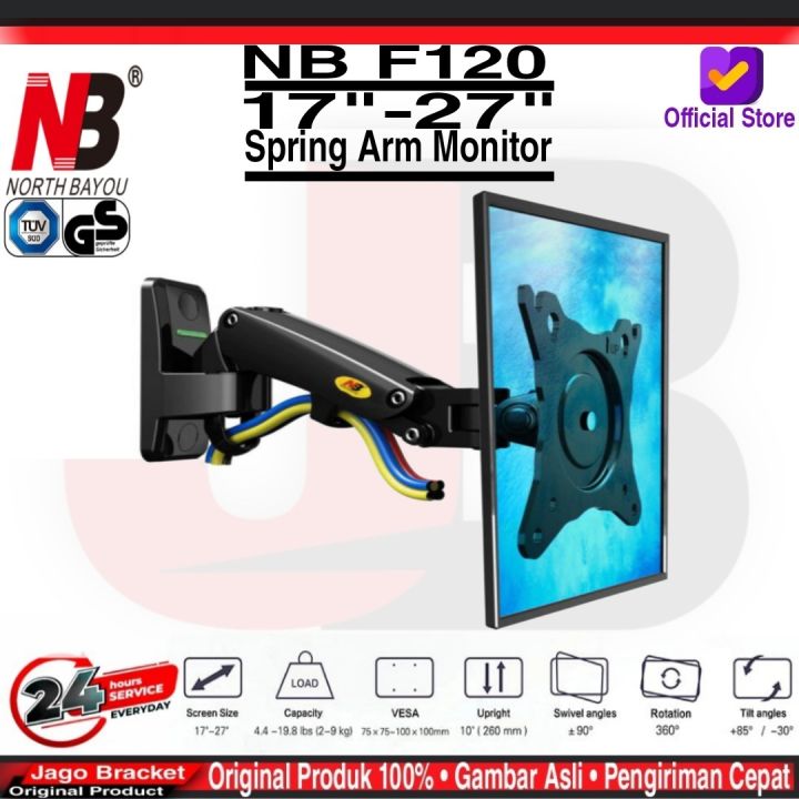 Bracket Tv Monitor North Bayou 17 - 27 inch Gas Spring Wall Mount NB ...