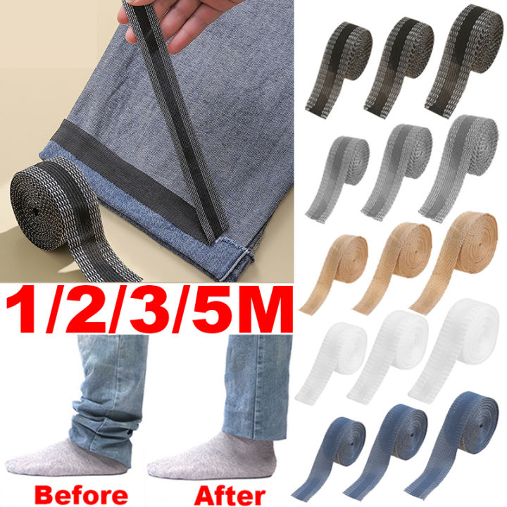 5M Self-Adhesive Pants Hem Trousers Mouth Paste Pants Fabric Edge Shorten Iron-on Hemming Tape ...