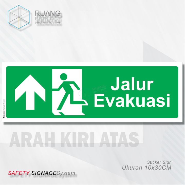 Sticker Sign SAFETY SIGN EMERGENCY RAMBU K3 JALUR EVAKUASI ARAH ATAS ...