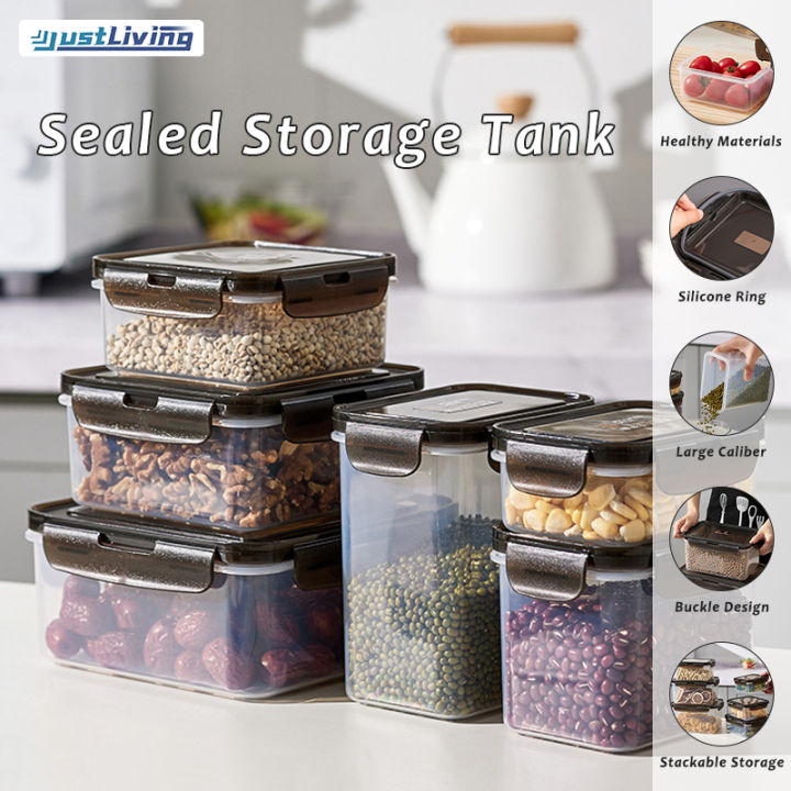 JustLiving Food Storage Containers with Lids Transparent Airtight ...
