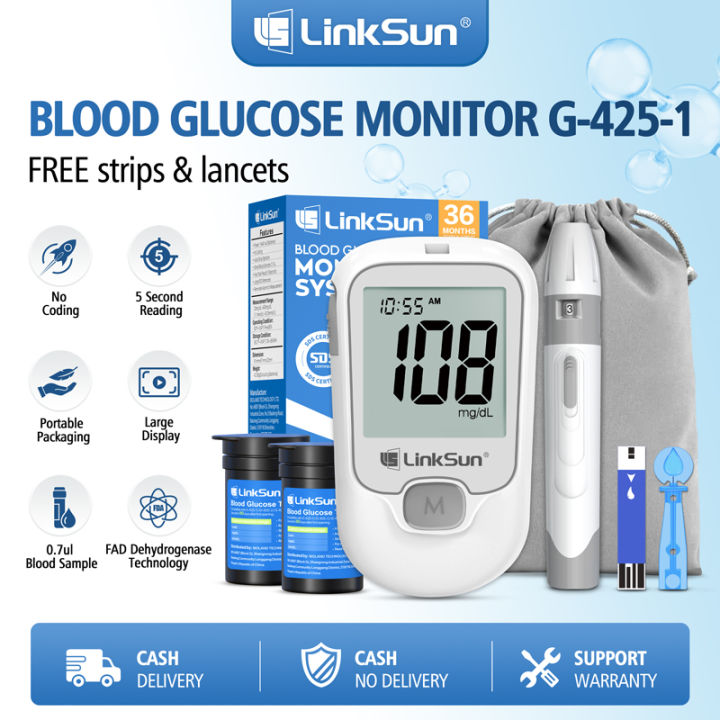 LinkSun Blood Sugar Tester G-425-1 Blood Glucose Meter 50/100PCS Test ...