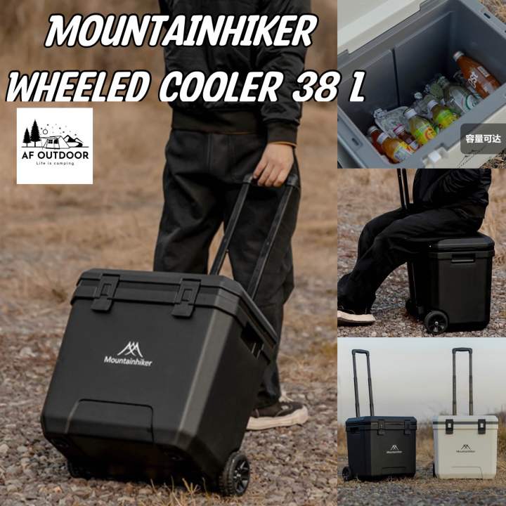 Mountainhiker Wheeled cooler 38 Lกระติกมีล้อและหูลาก ถังน้ำแข็งแคมป์ปิ้ง เก็บความเย็นได้ 3 วัน ...