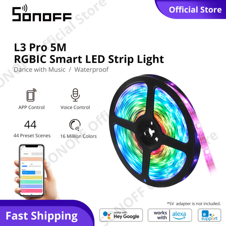 SONOFF L3 Pro WiFi Smart LED Strip Light 5 Meters Type-C 5V USB RGBIC ...