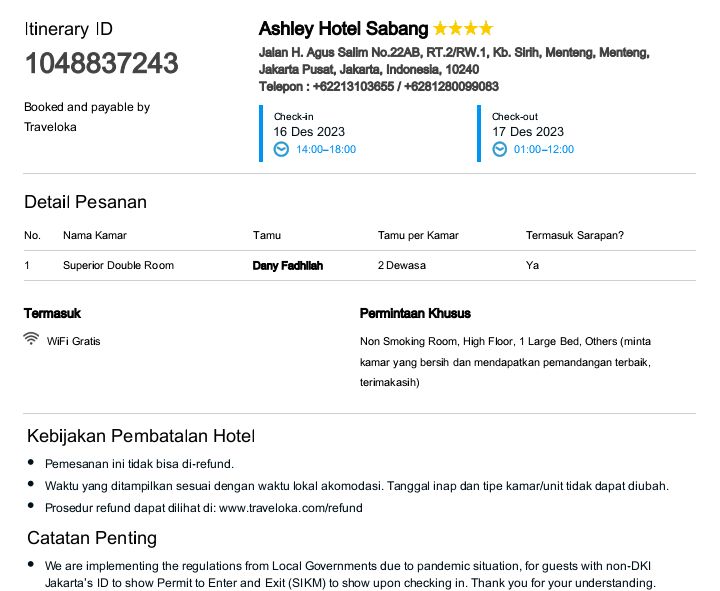 Jasa Edit Bill Hotel Trav. | Lazada Indonesia