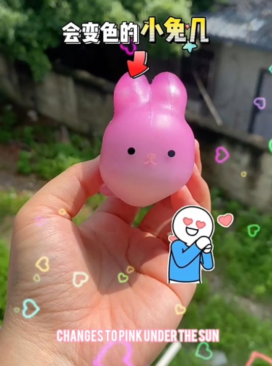 Sunlight Colour Changing Squishy Toy Rabbit Strawberry Fruit - Stress ...