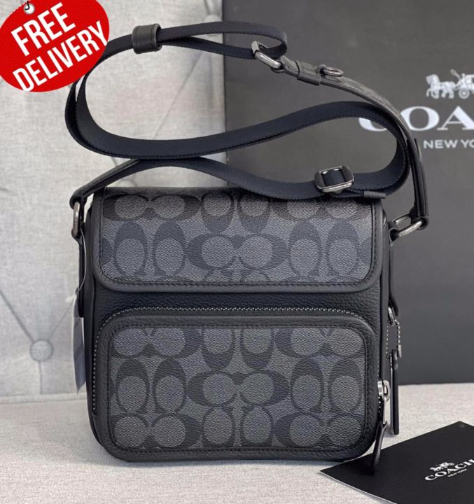 กระเป๋าสะพาย COACH #C9870 Sullivan Flap Crossbody In Signature Canvas ...