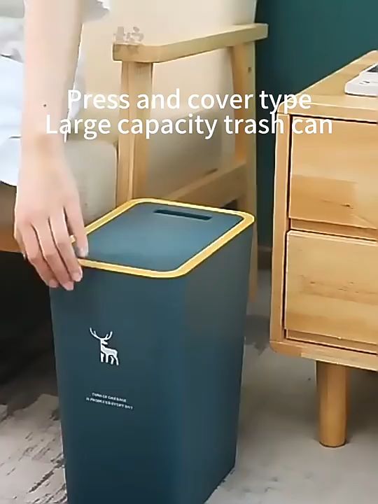 【COD】 ️15L Nordic Trash Can with Cover Large Press-type Trash Bin ...