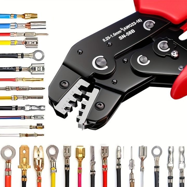 Wire Crimper Tool, Ratcheting Insulated Terminal Crimper for 10 to 22 ...